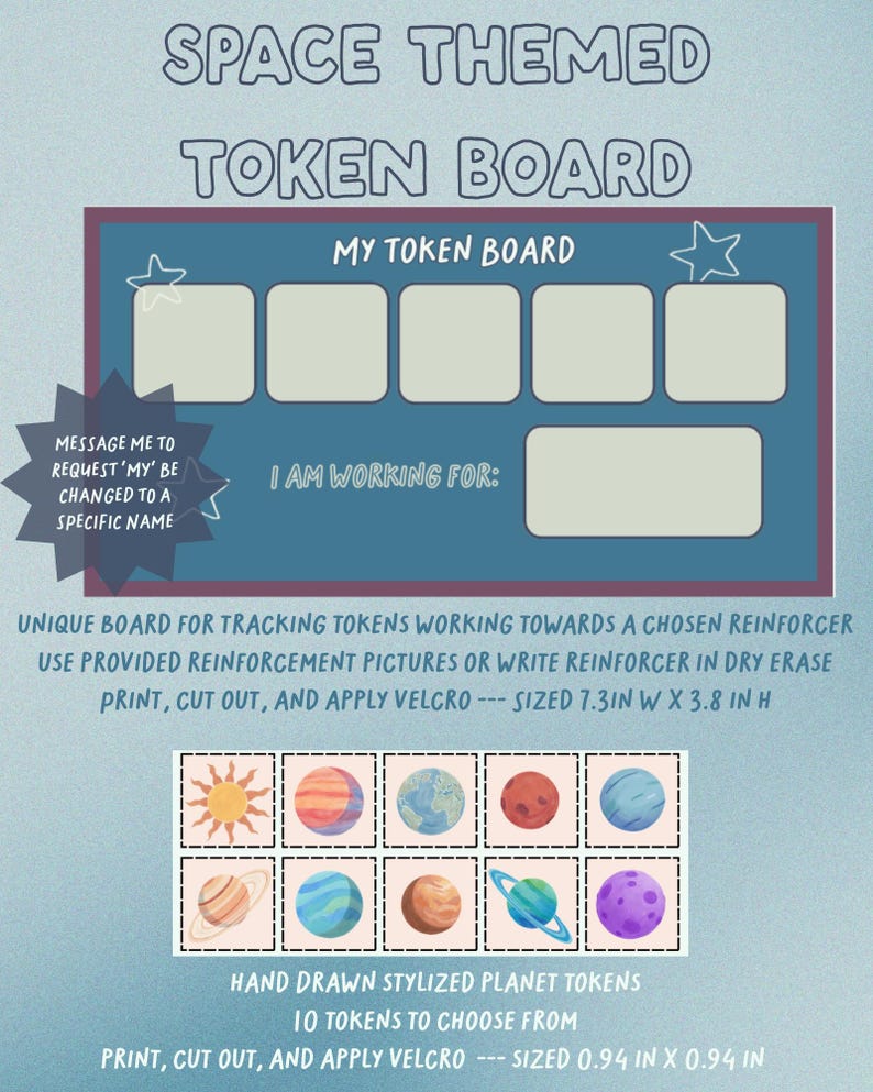 Reward Chart for Kids: Space Planet Token Board Printable (digital ...