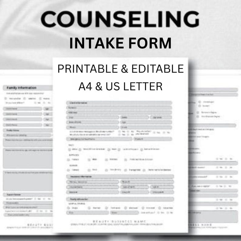 Counseling Forms Bundle for Therapists, Mental Health Client Intake ...