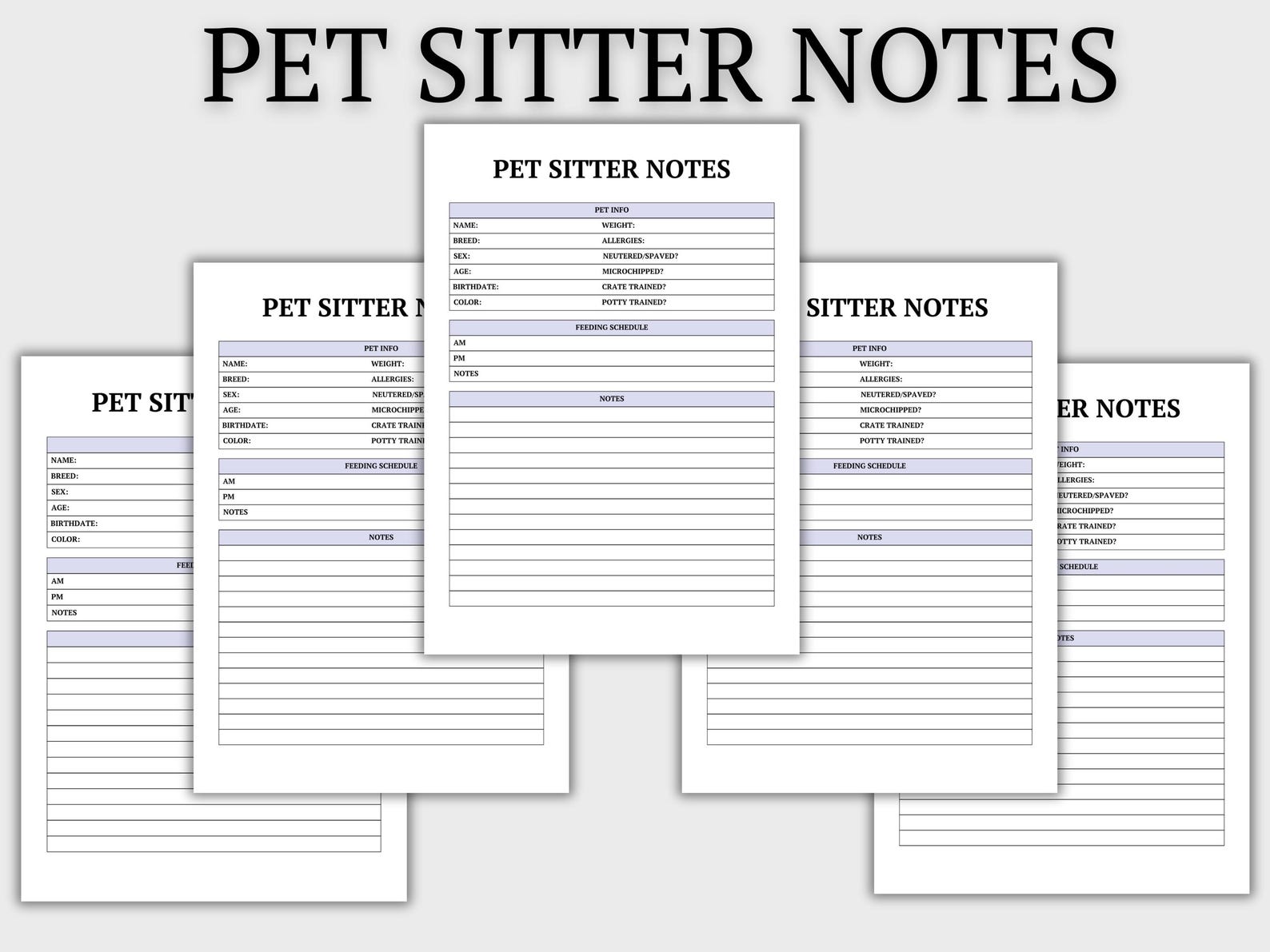Editable Pet Sitting Contract: Client Intake Forms & Pet Sitter Notes ...
