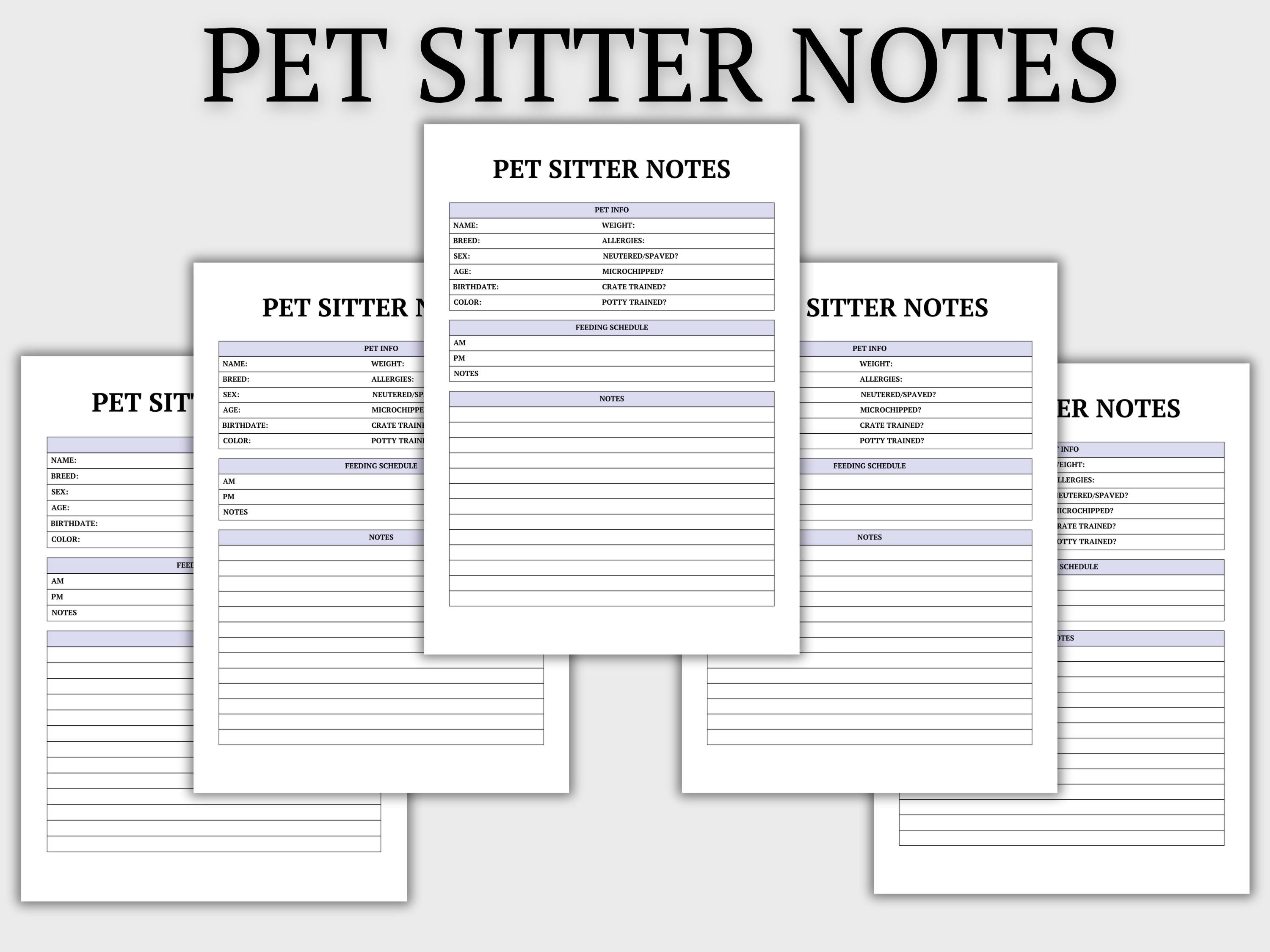 Editable Pet Sitting Business Forms Bundle, Pet Sitting Service ...