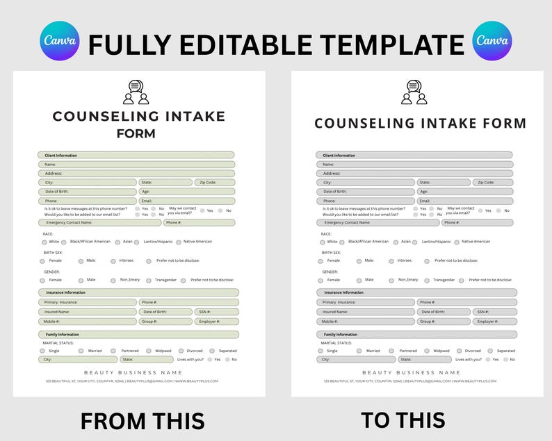Counseling Forms Bundle for Therapists, Mental Health Client Intake ...