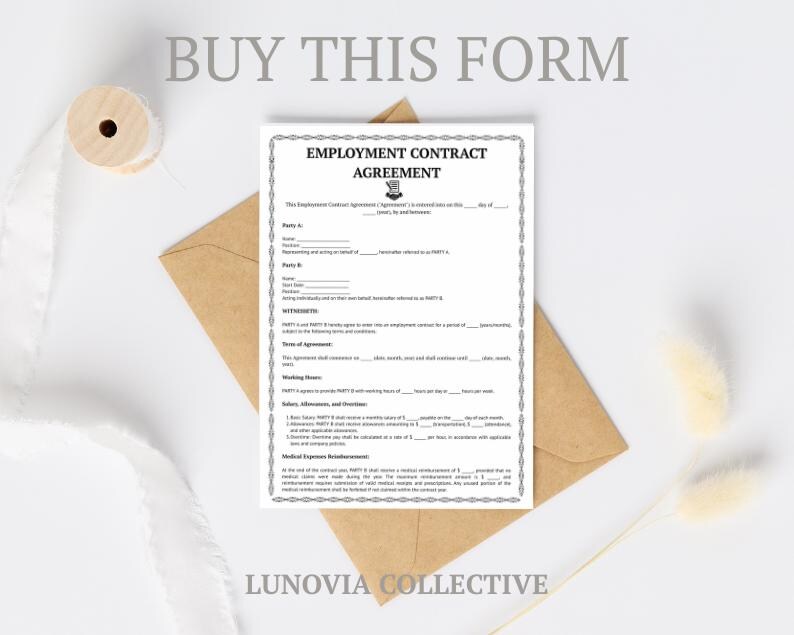 Editable Employment Agreement Template: HR Service Contract (A4/US ...