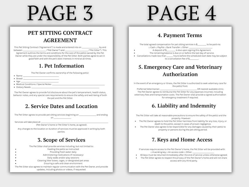 Editable Pet Sitting Contract: Client Intake Forms & Pet Sitter Notes ...