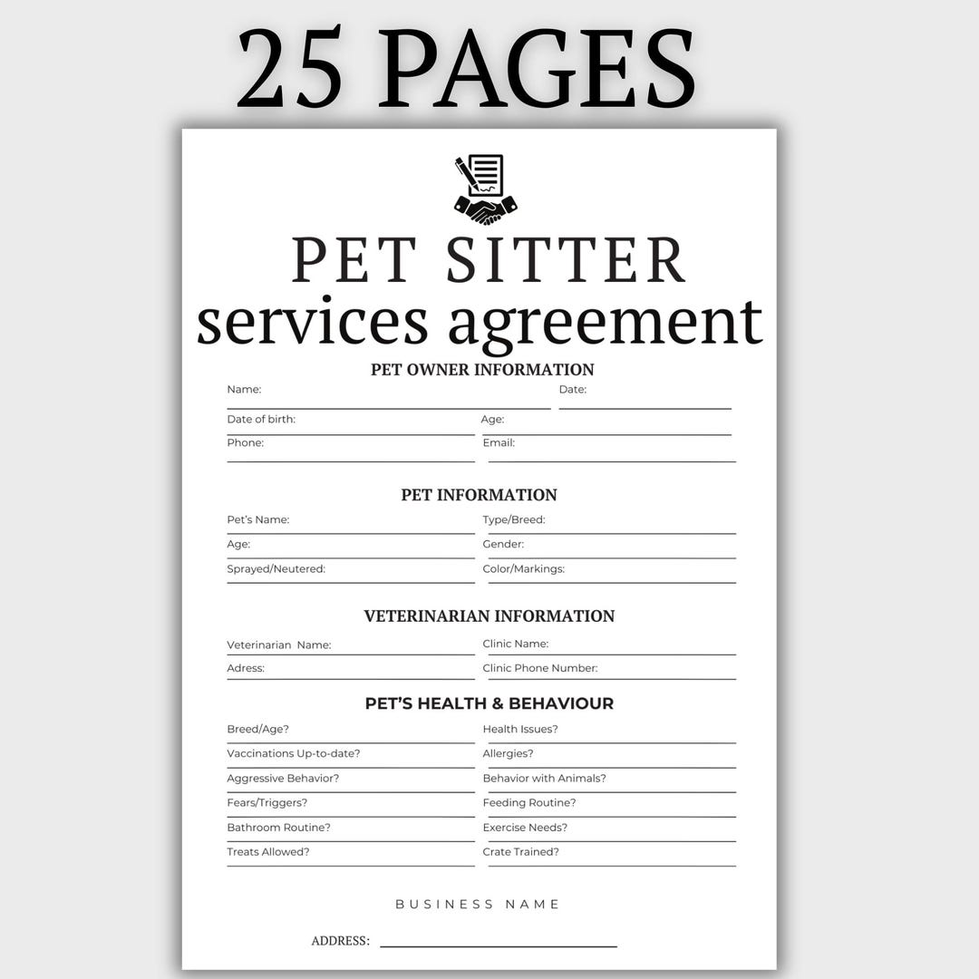 Editable Pet Sitting Contract: Client Intake Forms & Pet Sitter Notes ...