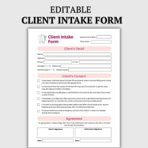 Client Intake Form: Editable PDF & Canva Template for Small Business - Etsy