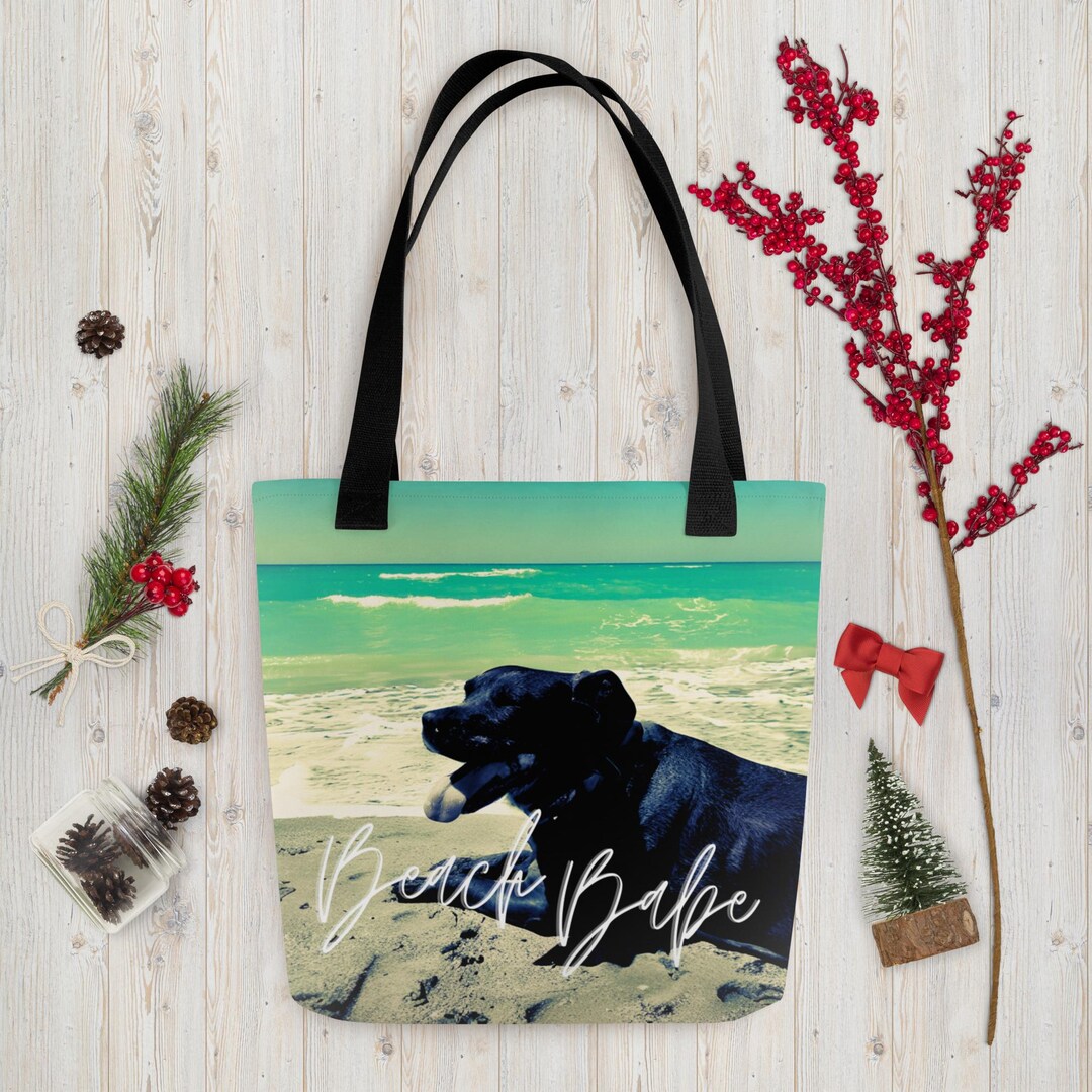 Beach Babe Tote Bag, Dog Print Bag - Etsy