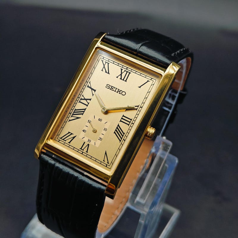 Seiko Tank Gold Watch Men - Etsy