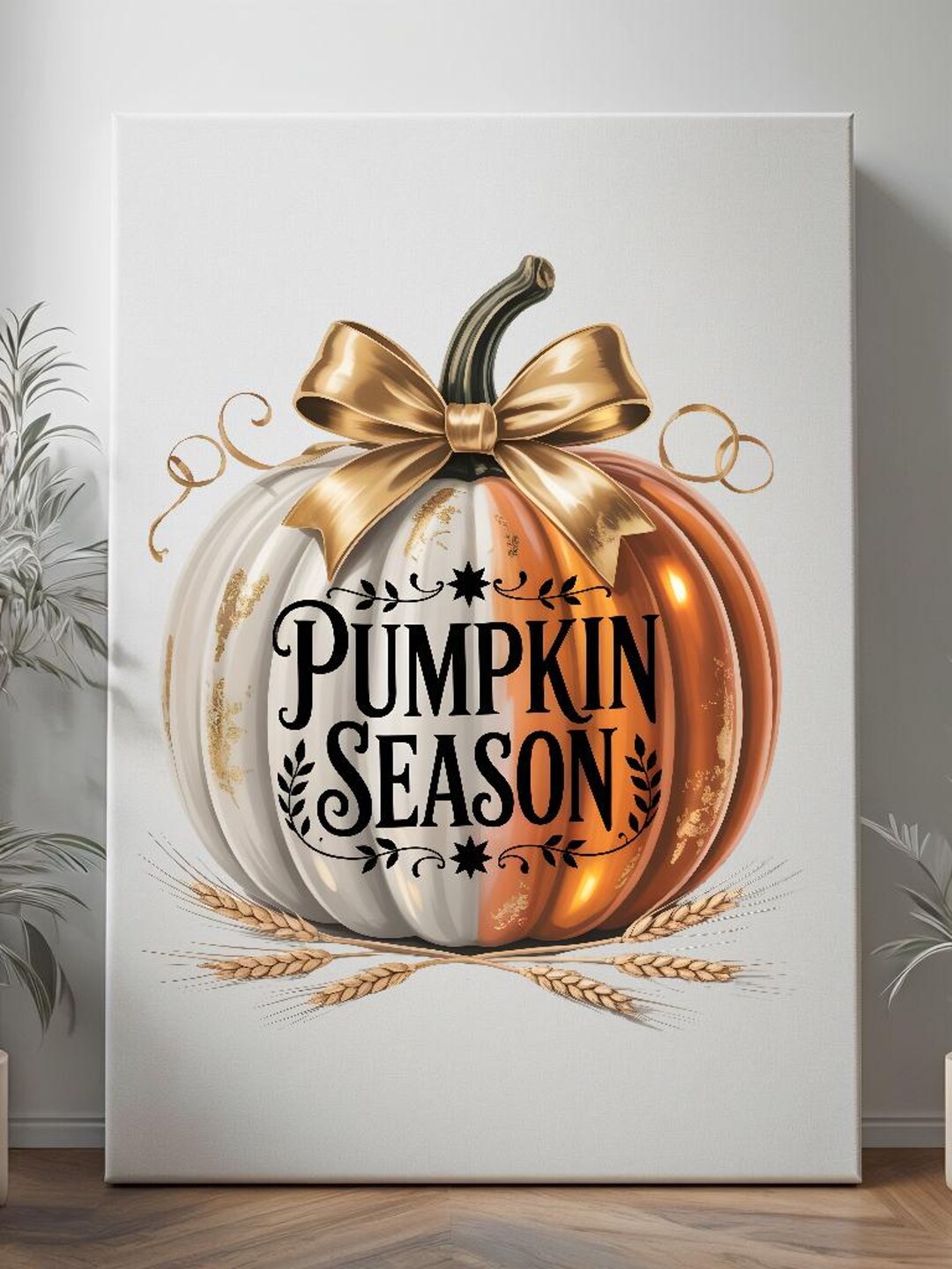 Luxury White Gold Pumpkin Wall -elegant Fall Decor Print-farmhouse ...