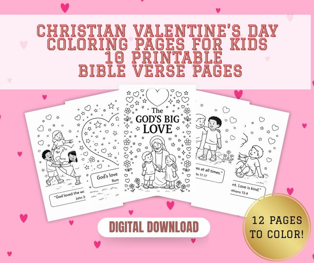 God's Big Love Bible Coloring Pages, Christian Valentine's Day Activity ...