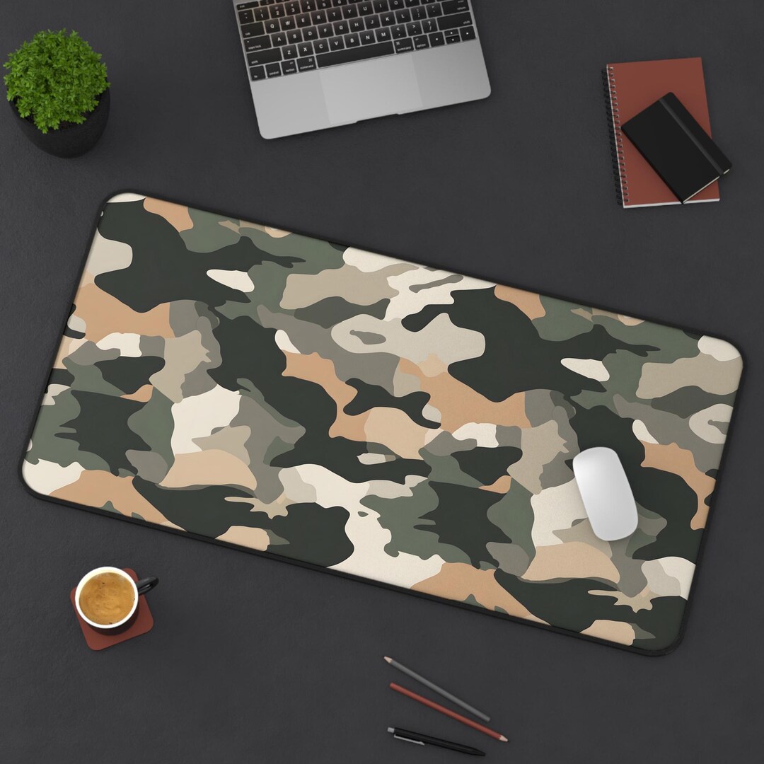 Camo Desk Mat | Green Tan Camouflage Mouse Pad - Etsy