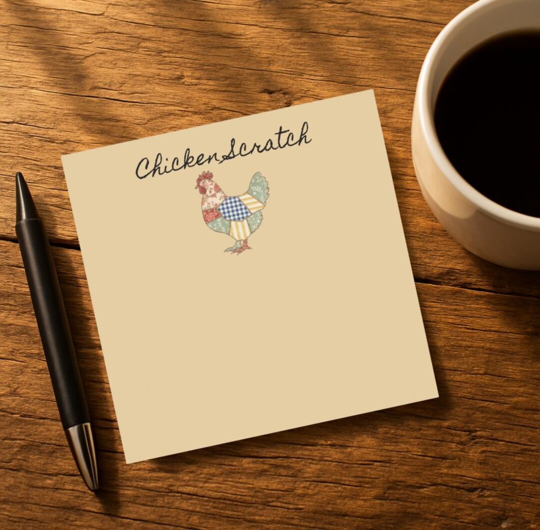 Chicken Scratch Rooster Illustration Post-it Note Pads | Farmhouse ...
