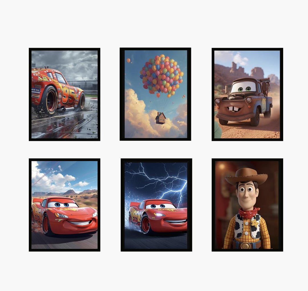 Disney Pixar Animated Movie Shots, Cars, Up, Toy Story Classics ...