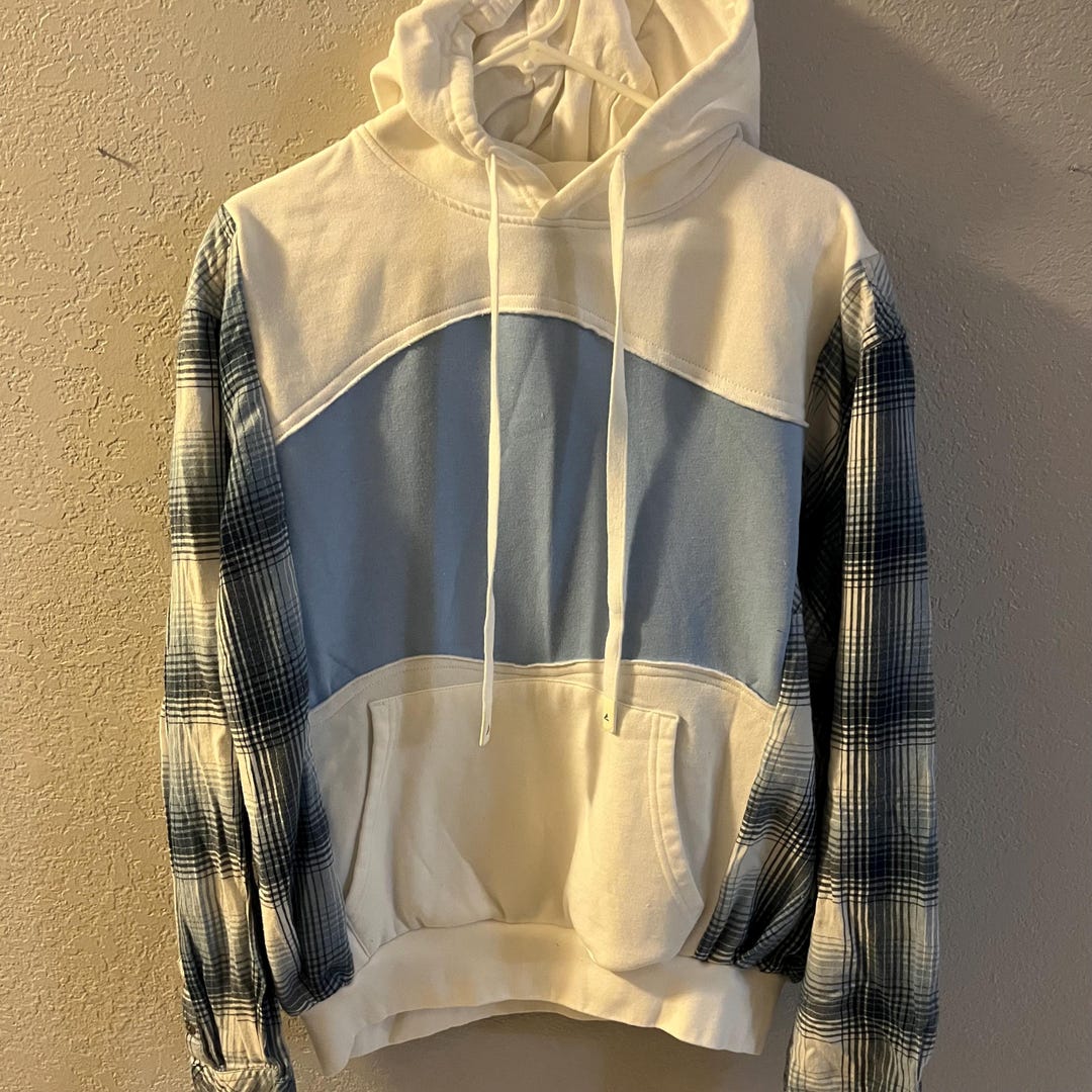 White and Blue Hoodie - Etsy