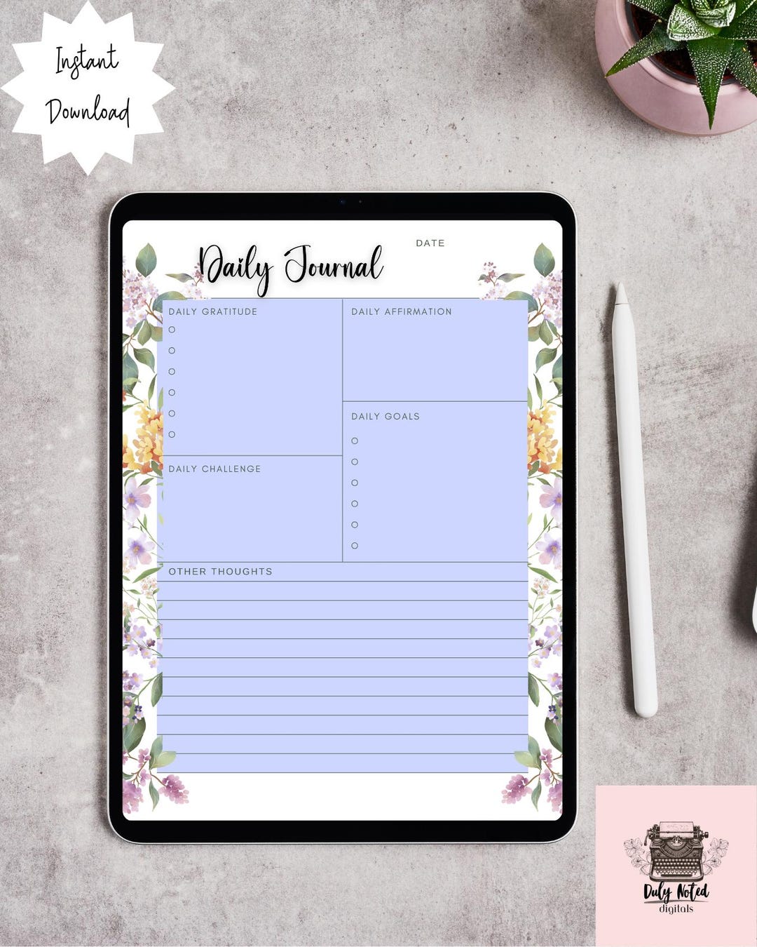 Mindfulness Journal Page Printable | Daily Gratitude & Reflection ...