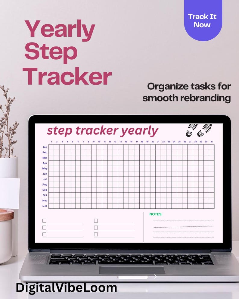 Printable Yearly Step Tracker: Fitness & Health Log (digital Download ...