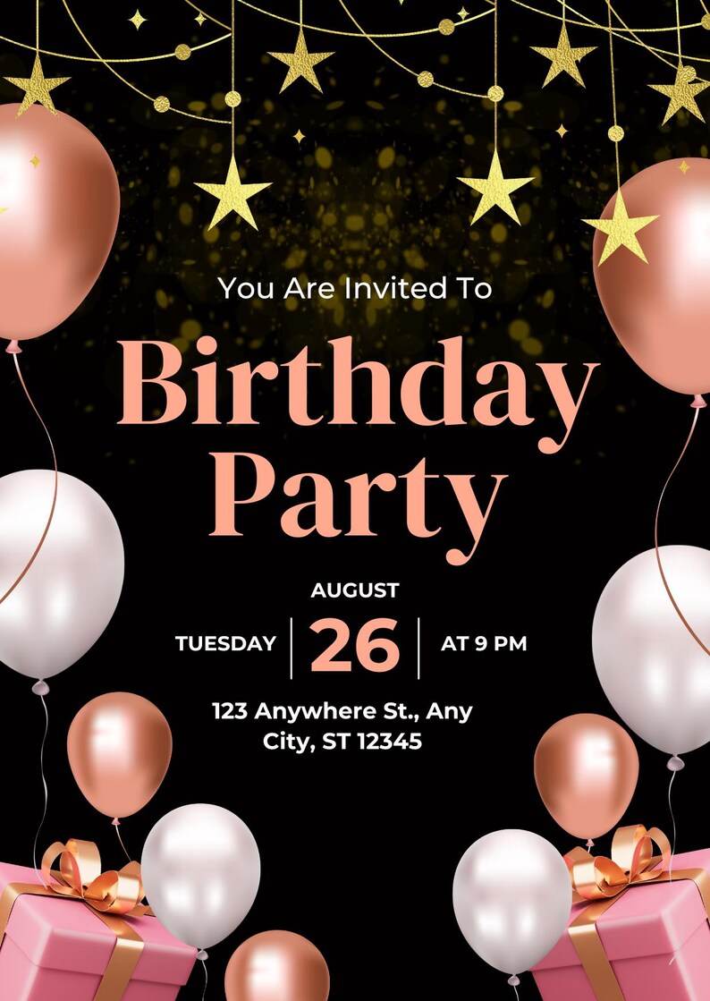 Editable Printable Birthday Card | DIY Digital Greeting Card ...