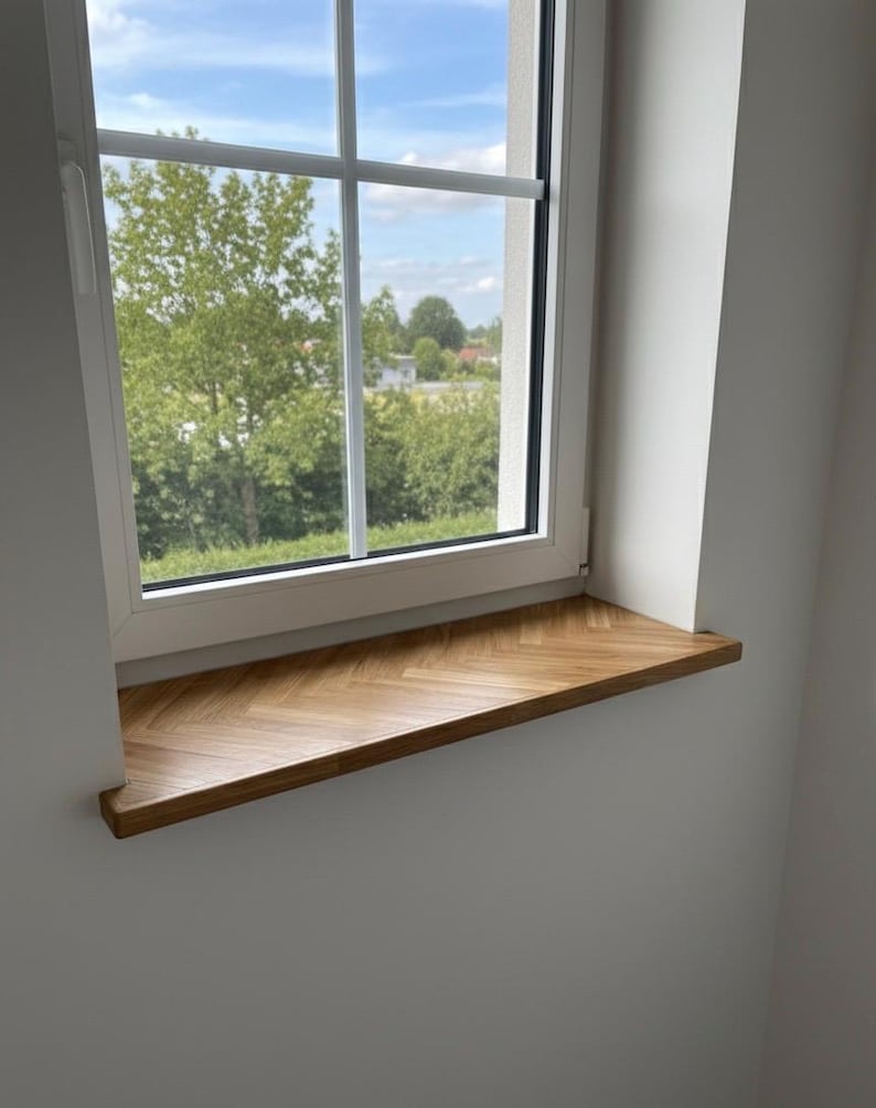 Wooden Window Sill Shelf in Herringbone Pattern Made of Oak - Etsy