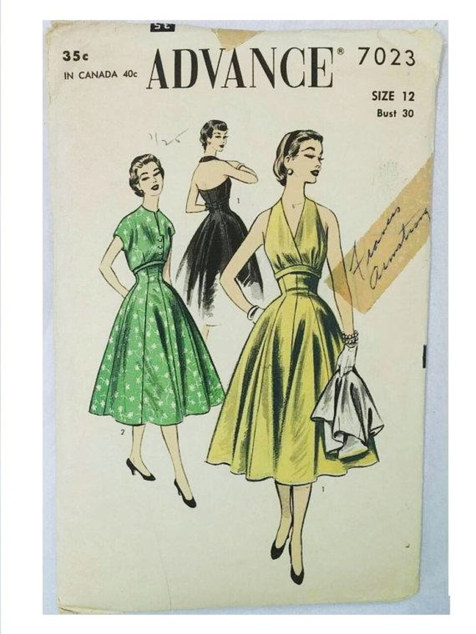1950s Halter Dress Pattern V Neckline Low Back Bust 30 Size - Etsy