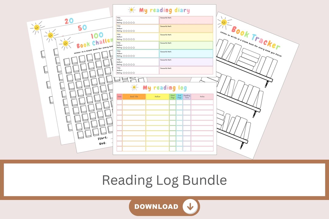 Kids Reading Log, Book Challenge, and Book Tracker. Download Only. - Etsy