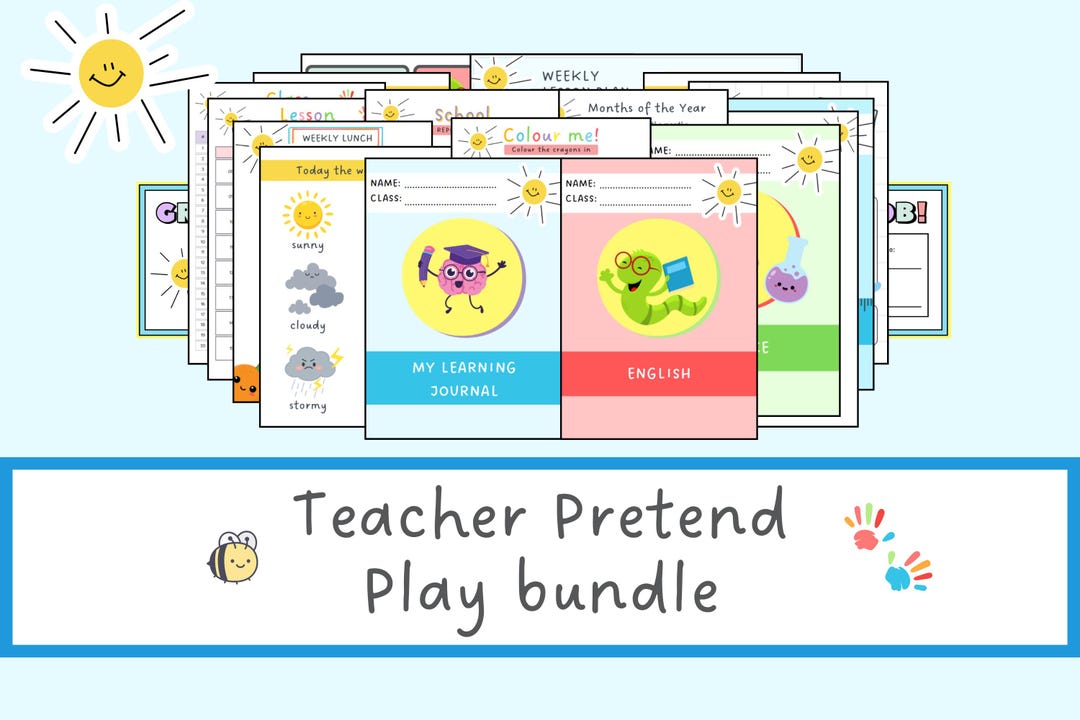 Teacher Pretend Play Printable Bundle: Classroom Role Play, Preschool ...