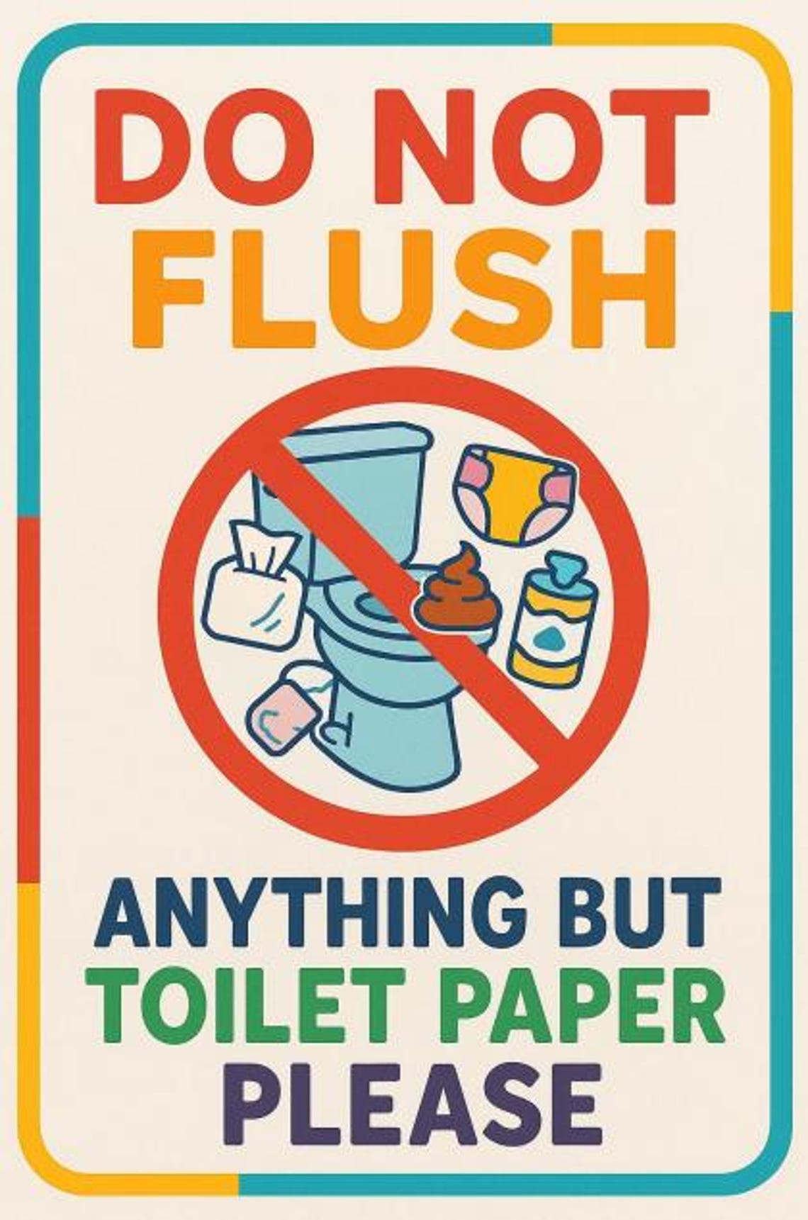 Do Not Flush Sign Bathroom Wall Art, Colorful Restroom Printable, Only ...