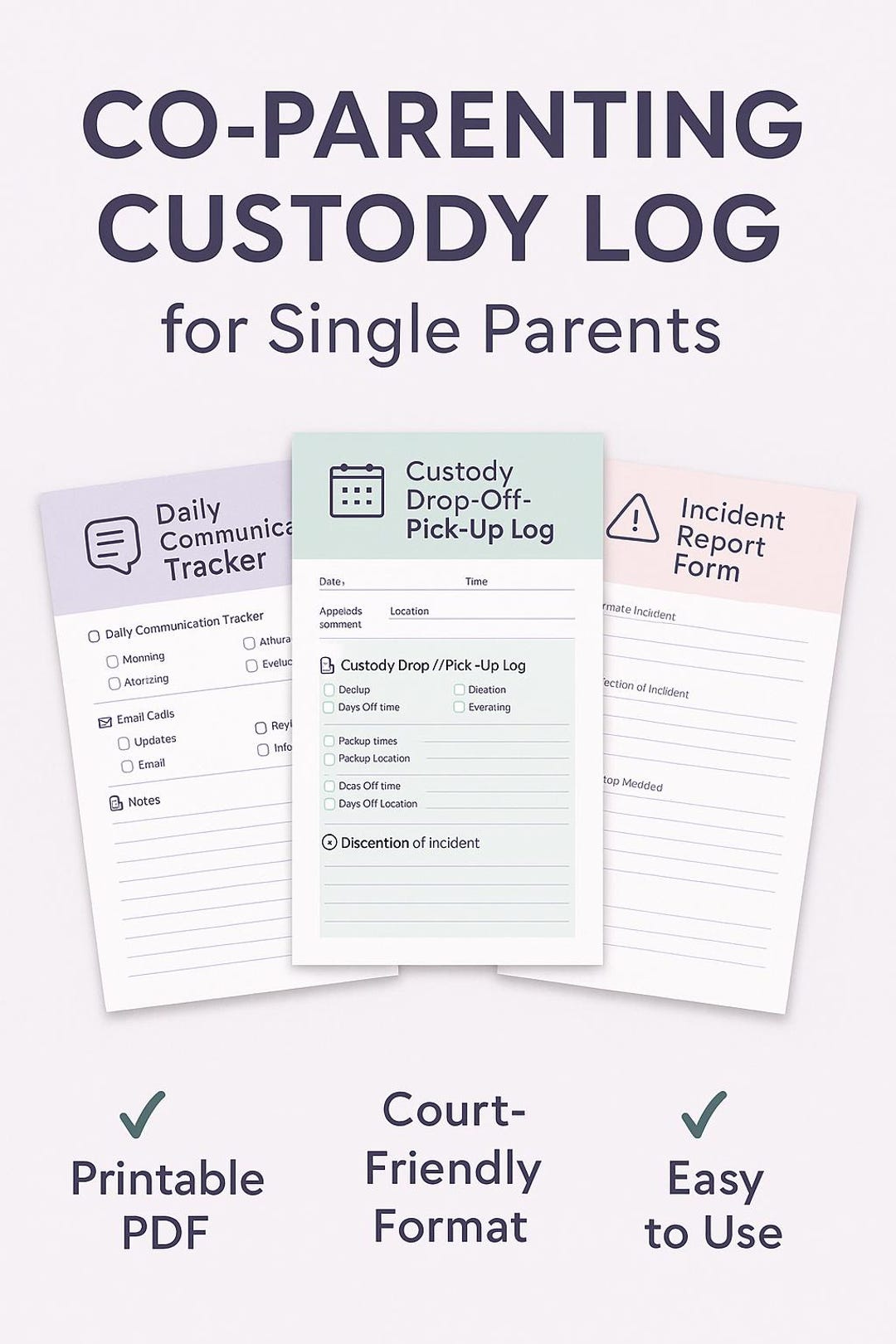 Co-parenting Custody Log for Single Parents – Printable Court Journal ...