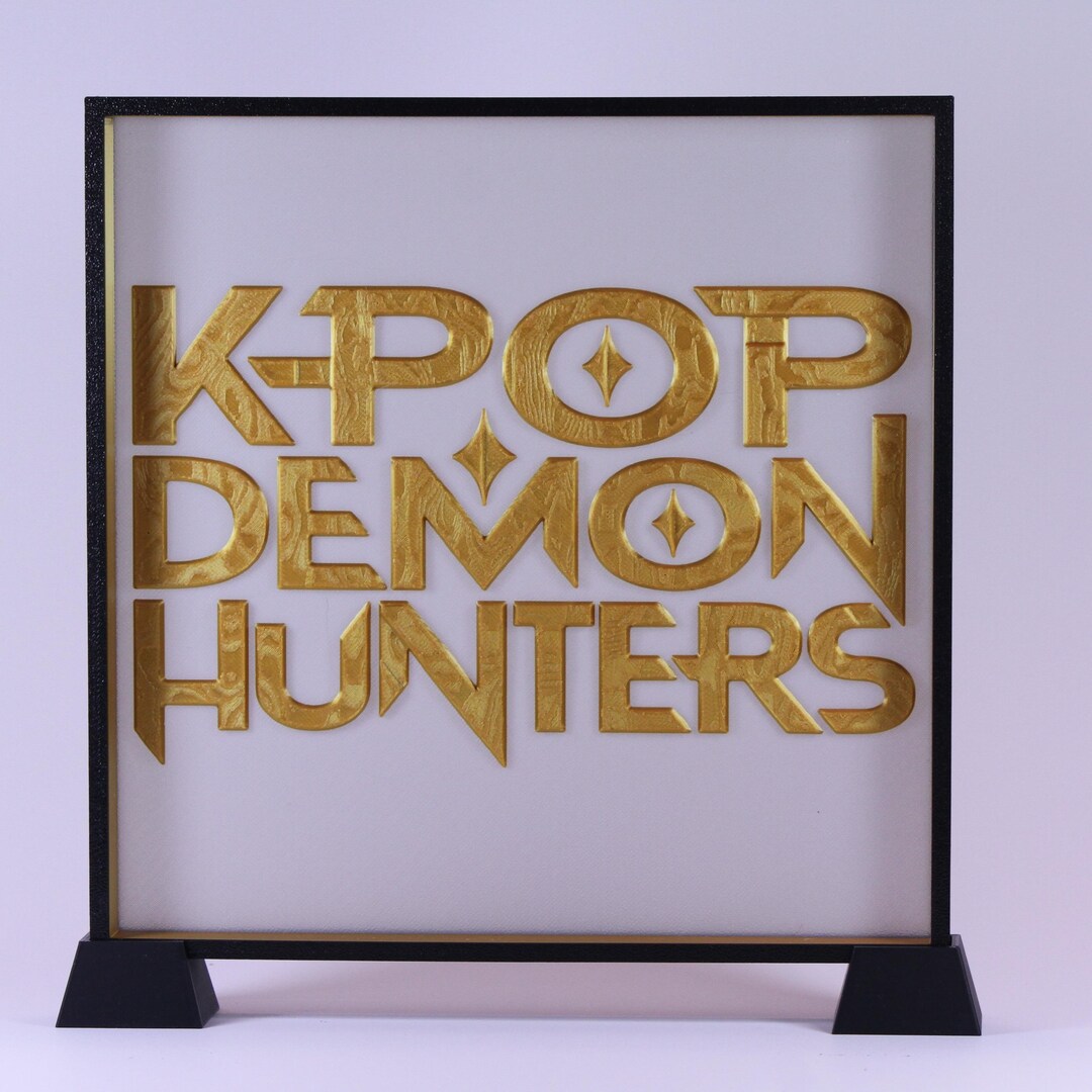 K-pop Demon Hunters Golden Logo Frame – 3D Printed PLA Sign With Semi ...