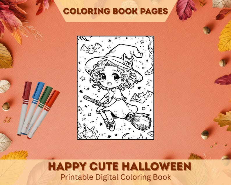 Cute Halloween Coloring Book Pages for Kids | Printable Fall Activity ...