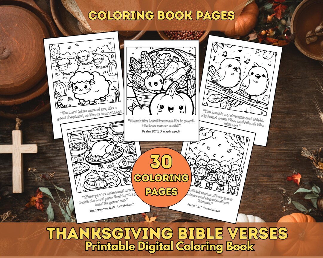Bible Verse Coloring Pages for Kids | Fall Thanksgiving Printable ...