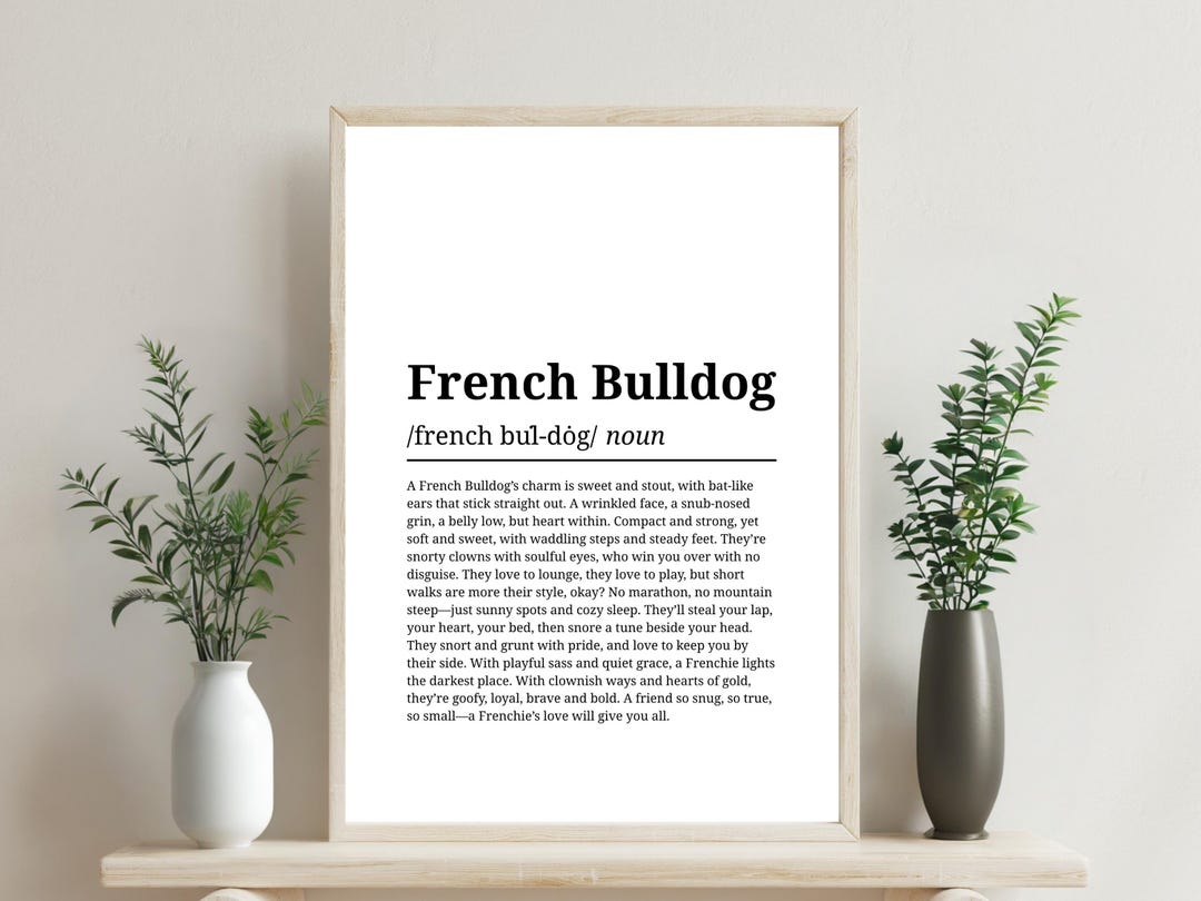 French Bulldog Print Poem Definition Dog Wall Art Printable Poster ...