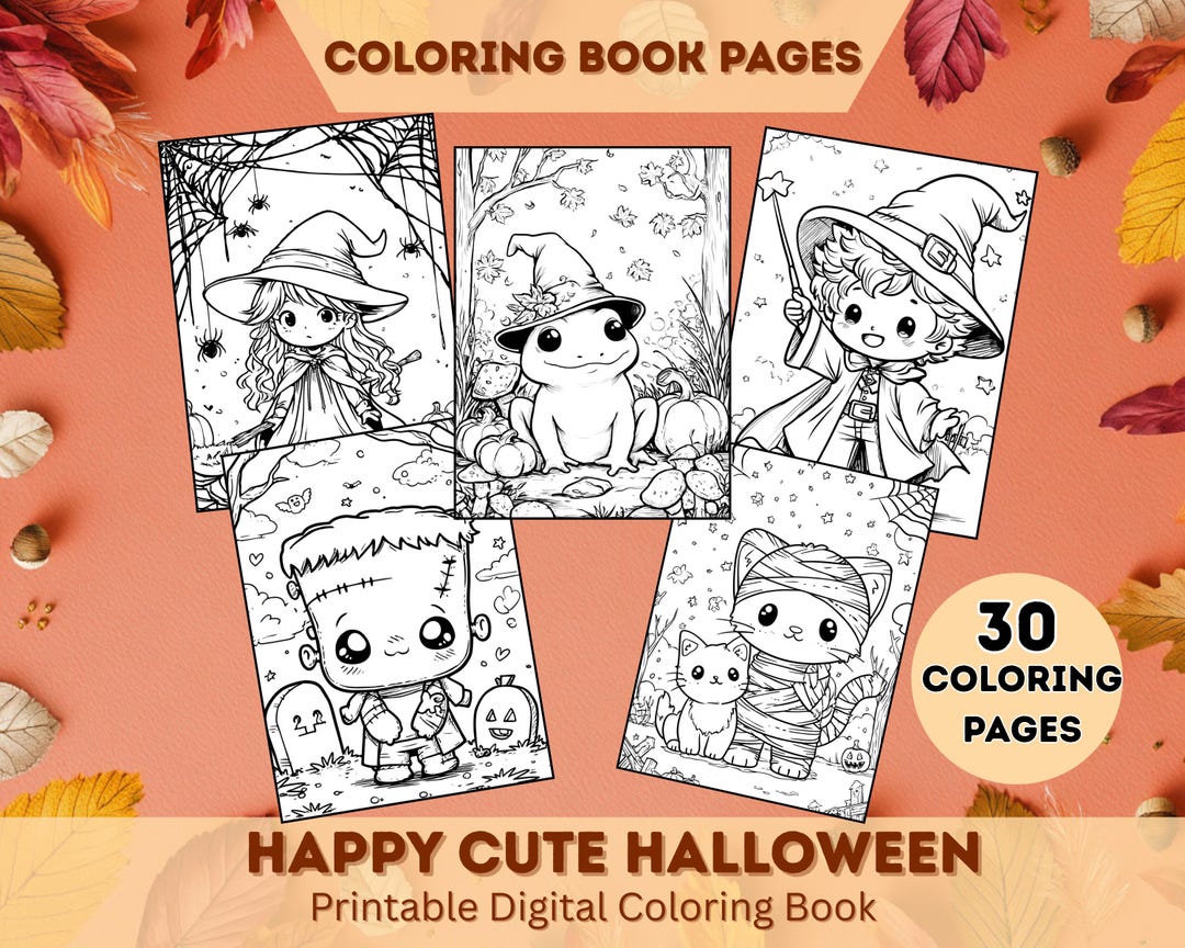 Cute Halloween Coloring Book Pages for Kids | Printable Fall Activity ...