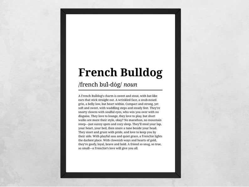 French Bulldog Print Poem Definition Dog Wall Art Printable Poster ...