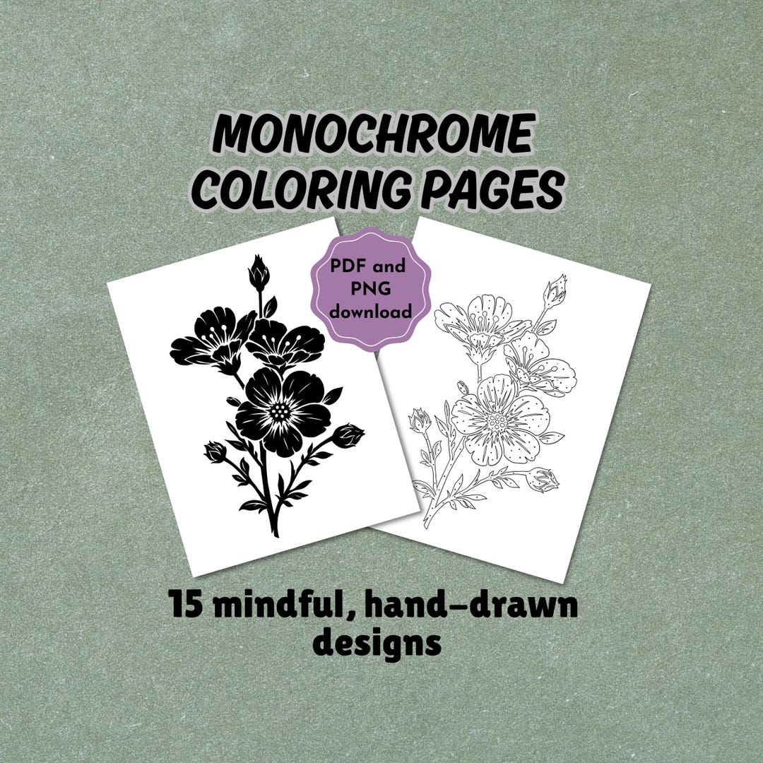 15 Monochrome Coloring Pages - One Color Coloring - Downloadable ...