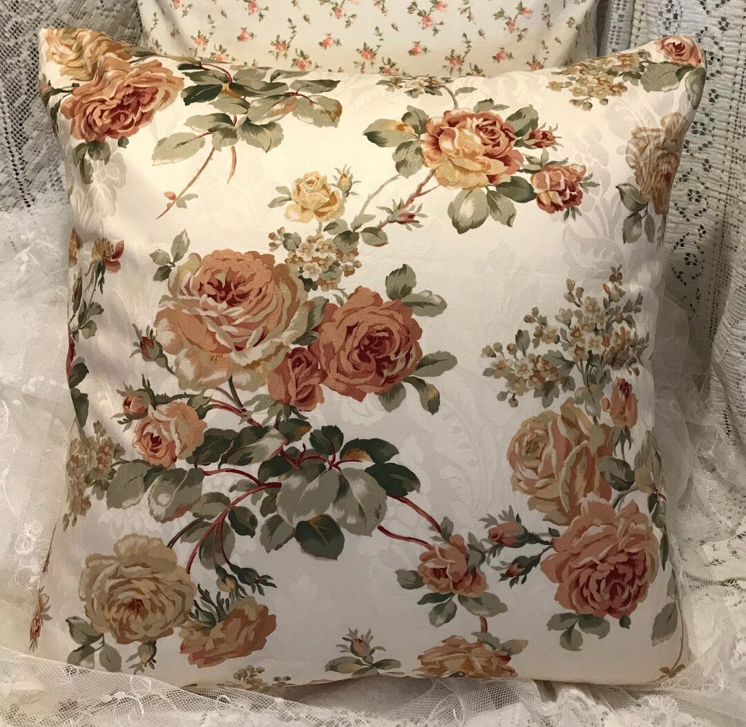 ELEGANT CABBAGE ROSE Pillow Cover Lovely Vintage Jacquard Fabric - Etsy