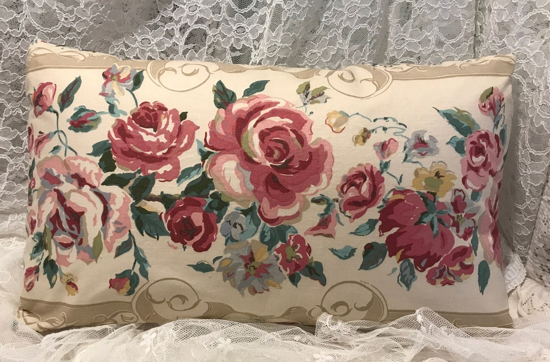 VINTAGE CABBAGE ROSE Pillow Cover Made From a Lovely Vintage Fabric - Etsy