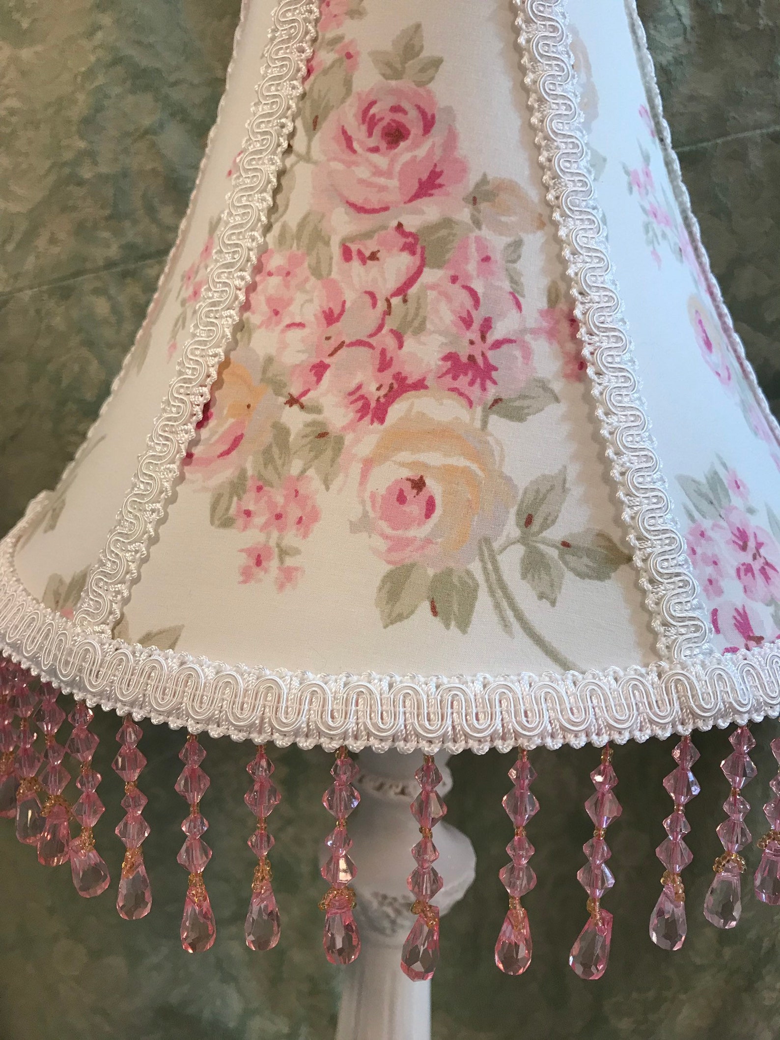 SHABBY CHIC Lampshade Handmade Pink and Green Shabby Fabric - Etsy