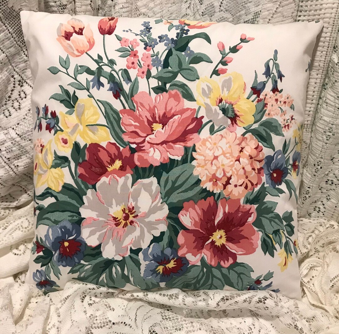 WAVERLY FLORAL Pillow Cover VINTAGE Waverly Fabric With Gorgeous Colors ...