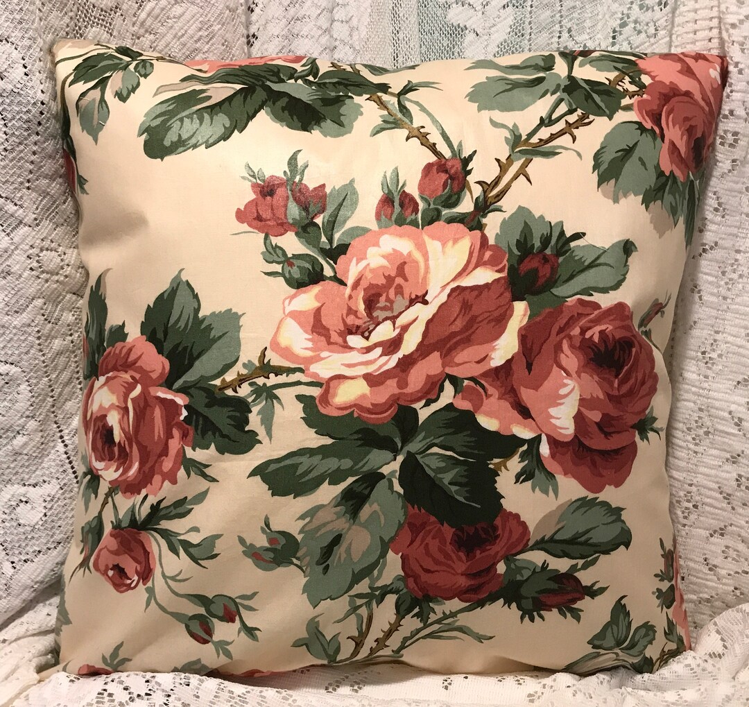 Large CABBAGE ROSES a Pillow Cover GORGEOUS - Etsy