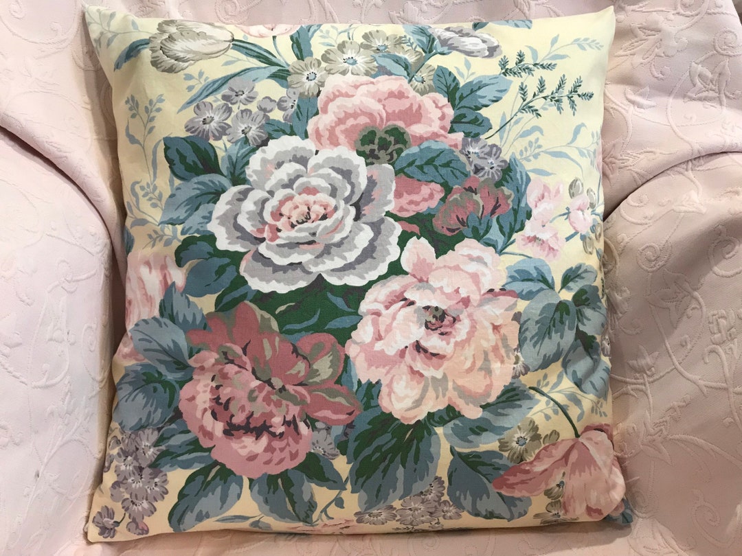 Laura Ashley Pillow Cover Cabbage Rose Pillow Rose Print Pillow ...