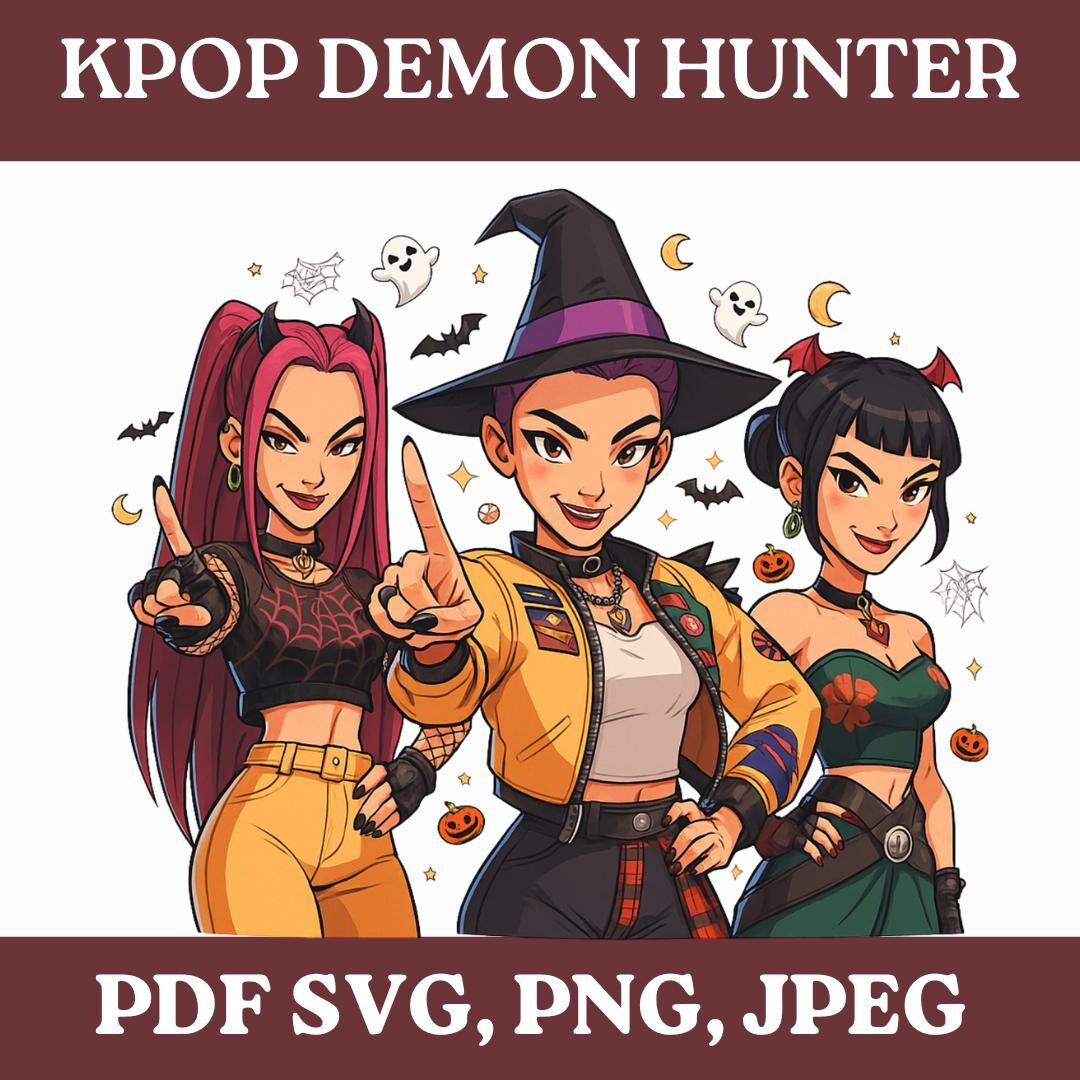 Spooky Huntrix Halloween Png, Kpop Demon Hunter Inspired Png, Huntrix ...