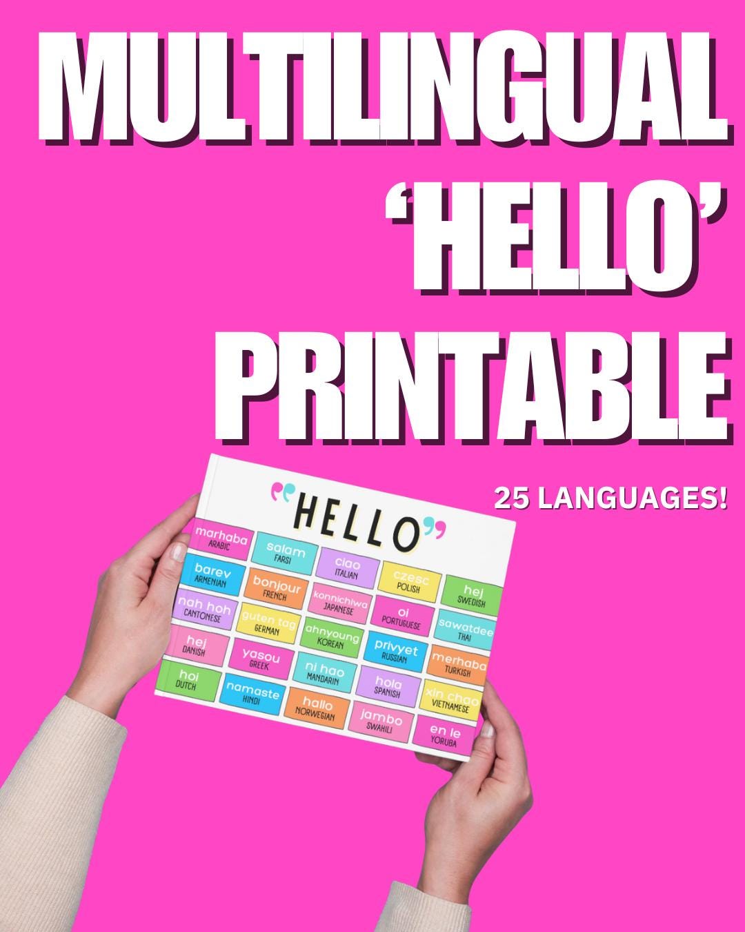 25 Ways to Say Hello — Multilingual Printable Poster for Classrooms ...