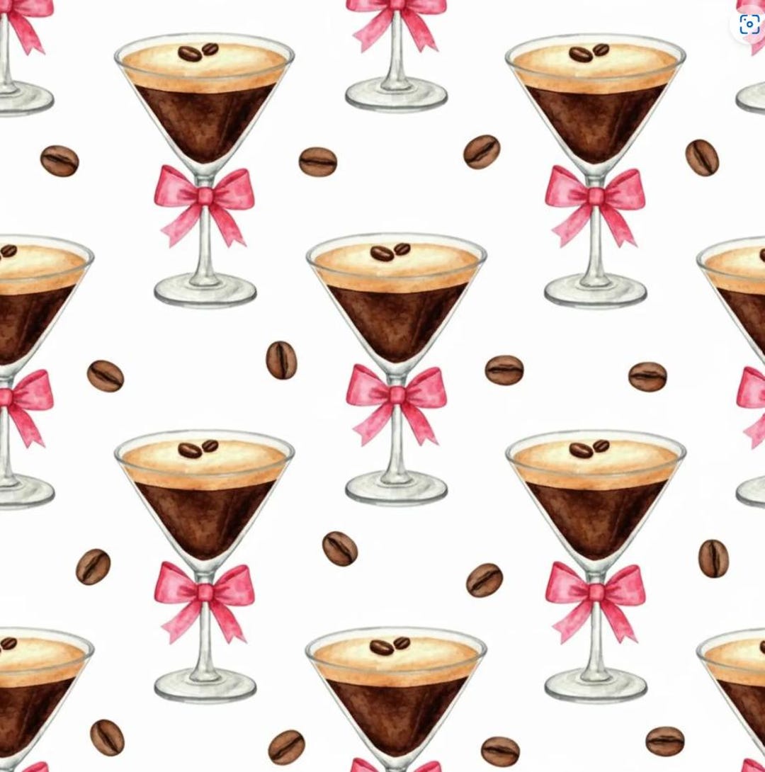 Espresso Martini Wrapping Paper: Pink Bow Cocktail Design - Etsy