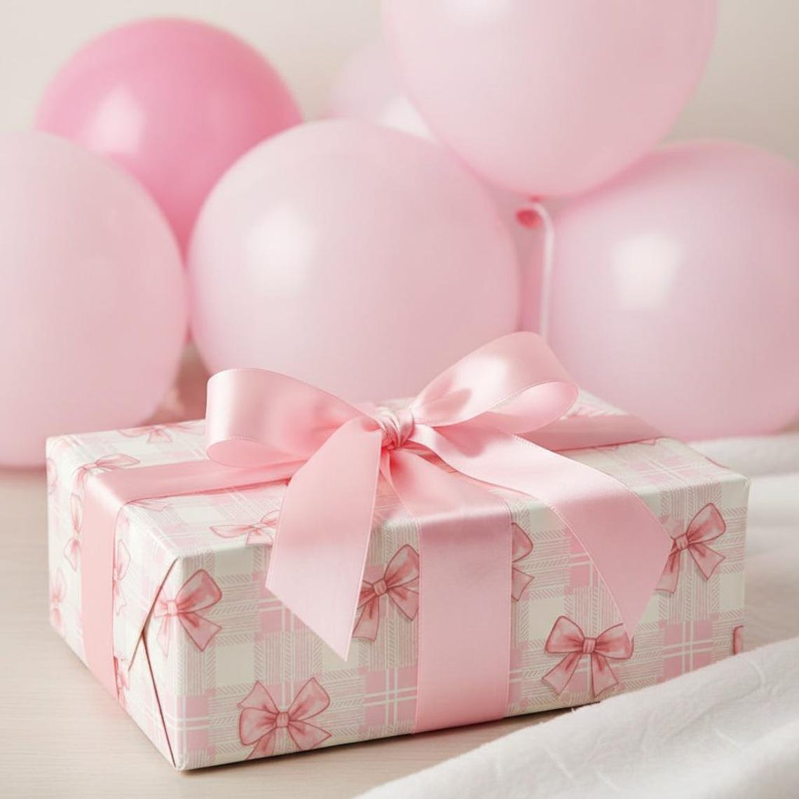 Pink Bow Plaid Wrapping Paper, 90gsm Fine Art Paper - Etsy