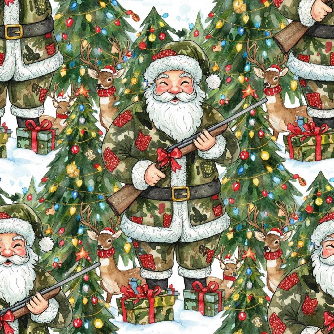Santa Hunting Camo Wrapping Paper: Funny Christmas Gift Wrap - Etsy