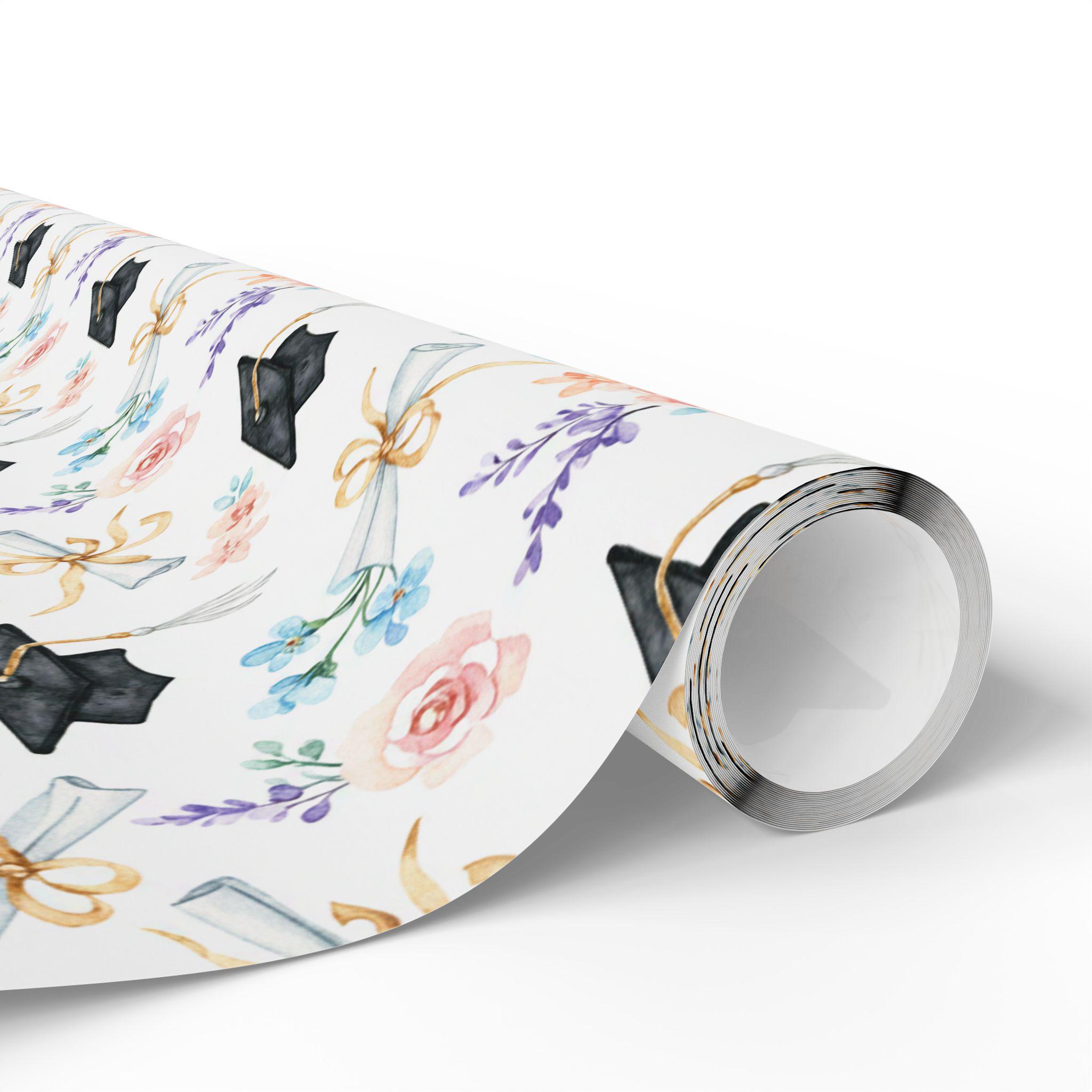 Floral Graduation Cap Wrapping Paper, Graduation Gift Wrap for Grad ...