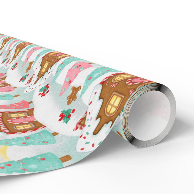 Wrapping Papers - Pastel Pink Gingerbread Sweet Christmas Gift Wrap ...