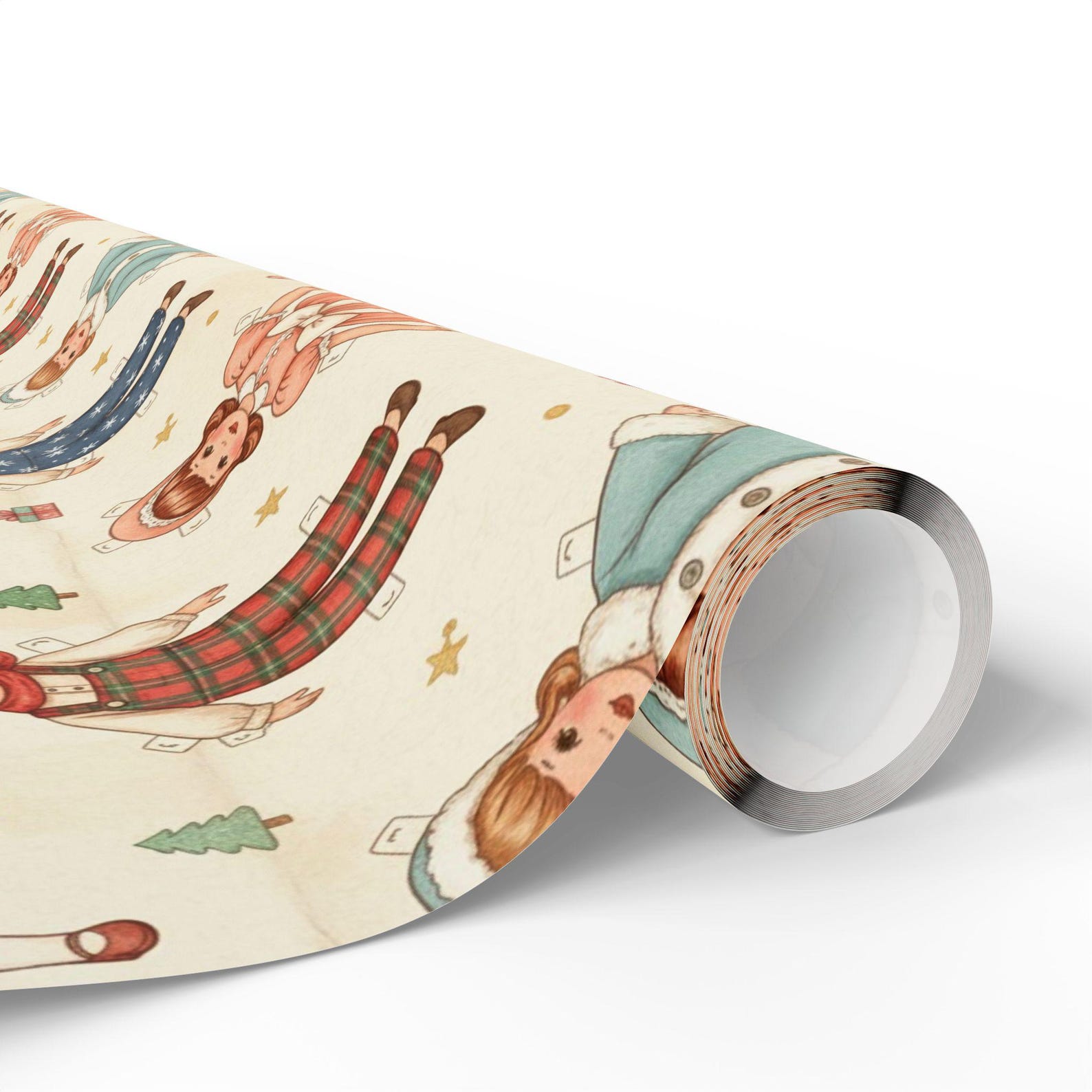 Vintage Christmas Paper Doll Wrapping Papers | Old-fashioned Nostalgic ...
