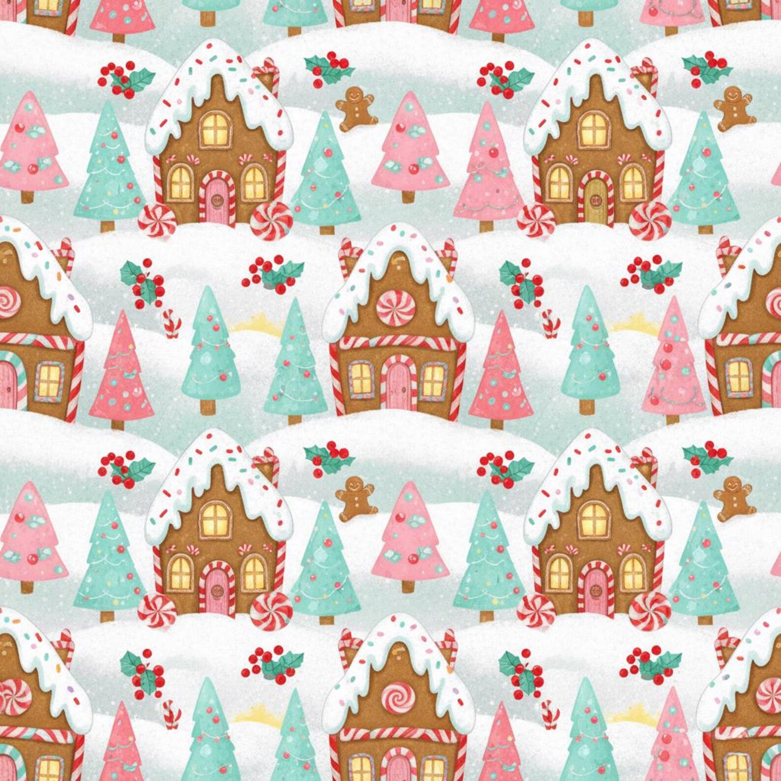 Wrapping Papers - Pastel Pink Gingerbread Sweet Christmas Gift Wrap ...
