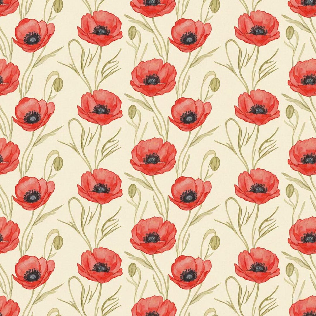 Red Poppy Floral Wrapping Papers | Botanical Gift Wrap, Vintage Garden ...