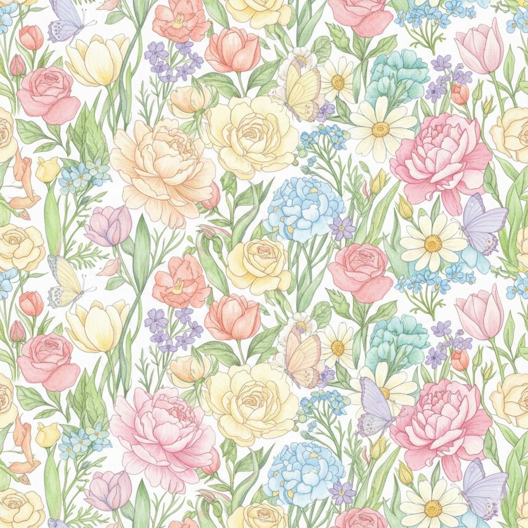 Floral Pastel Tulip Wrapping Paper Roll, Spring Bouquet Gift Wrap - Etsy